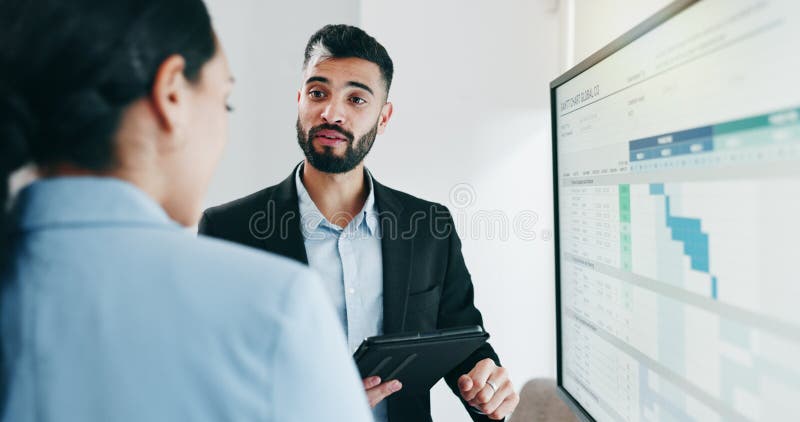 Discussion, Presentation and Business People with Data in Office for ...