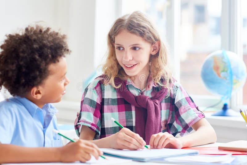 Discussion of schoolboys stock photo. Image of studying - 99262950