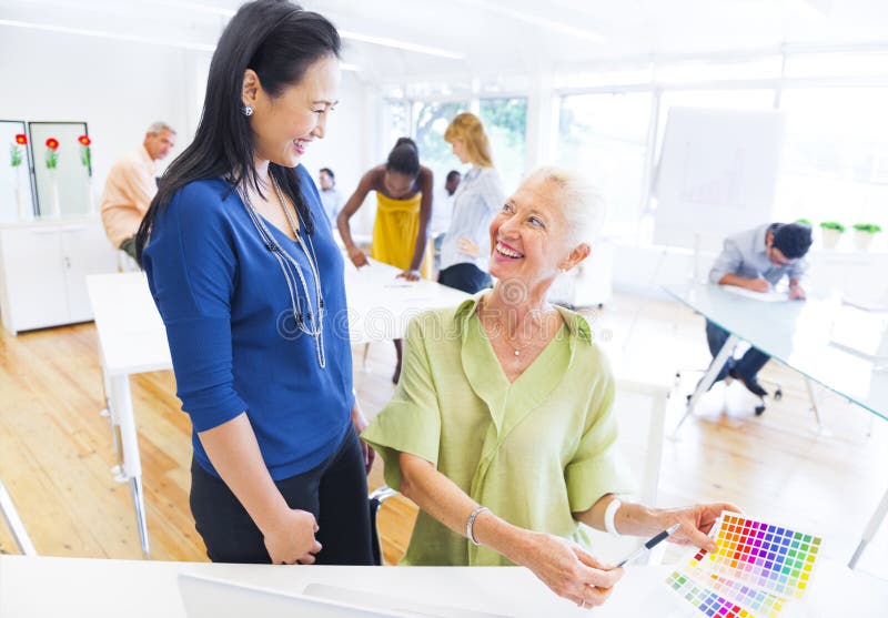 Discussion of Two Designers Inside a Design Studio Stock Image - Image ...