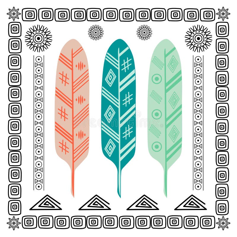 Diseño Con Las Plumas Indias Ilustración del Vector - Ilustración de ...
