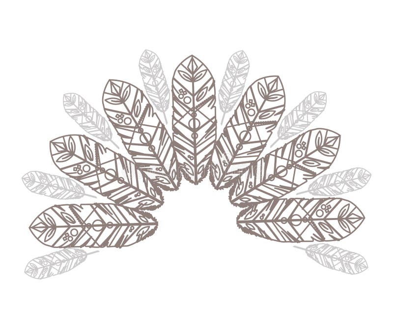 Diseño De La Pluma Penacho Bohemic Aislado, Gráfico De Vector ...
