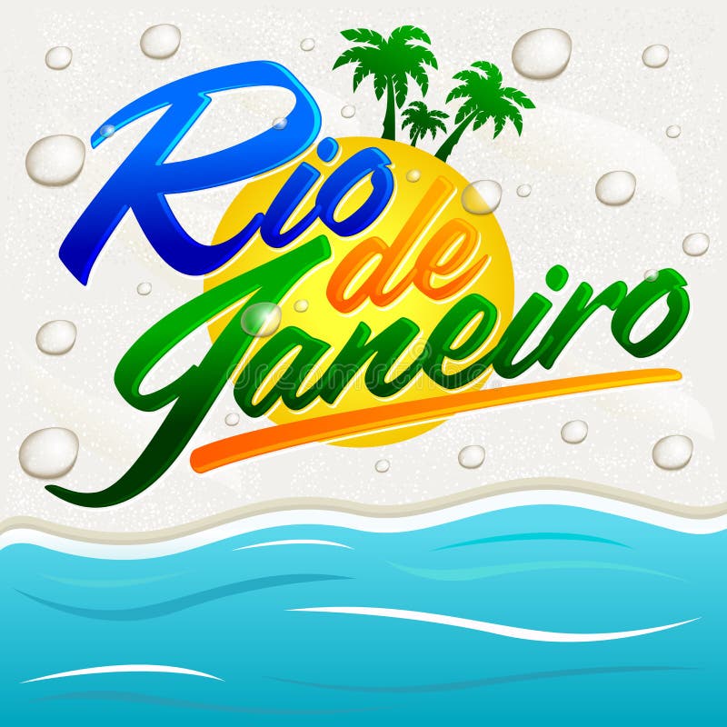 Diseño De Letras Del Vector De Rio De Janeiro Con Colores De La Bandera ...