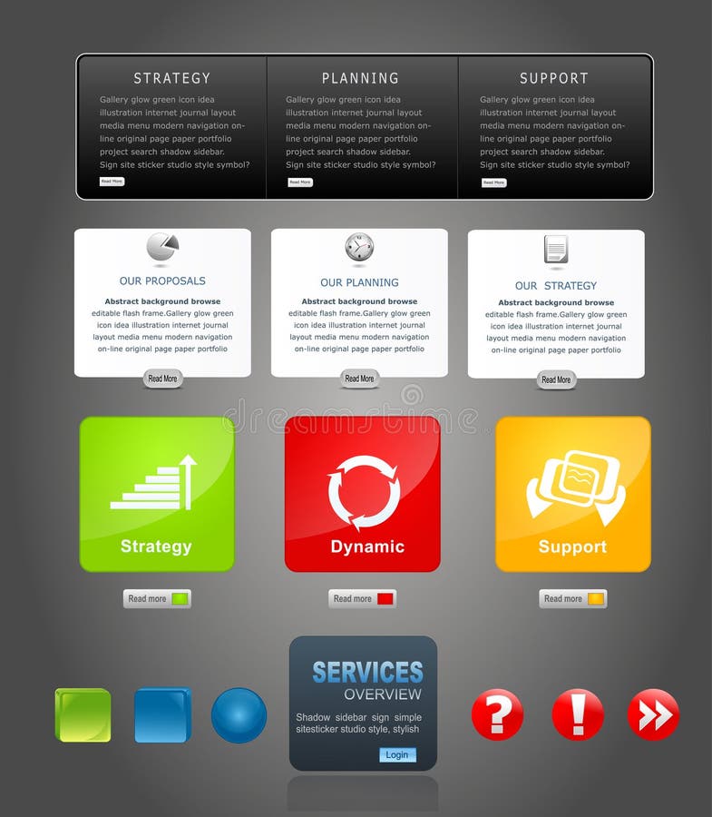 Diseño De Web De Los Elementos Del Vector Ilustración del Vector ...