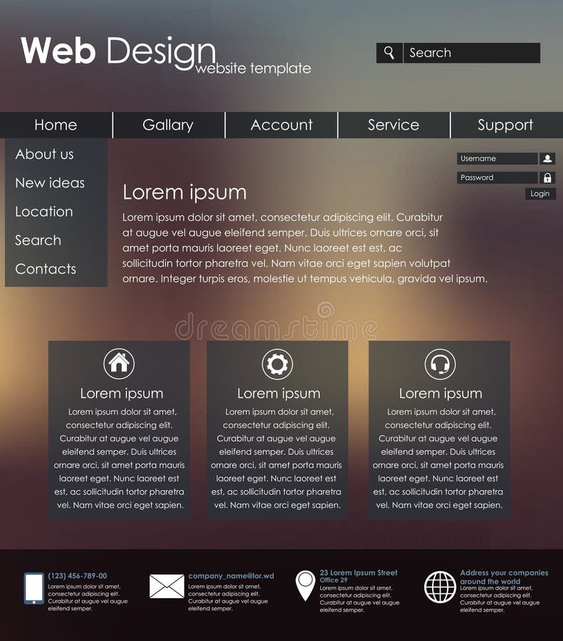 Diseño Del Menú Para El Sitio Web Ilustración del Vector - Ilustración ...