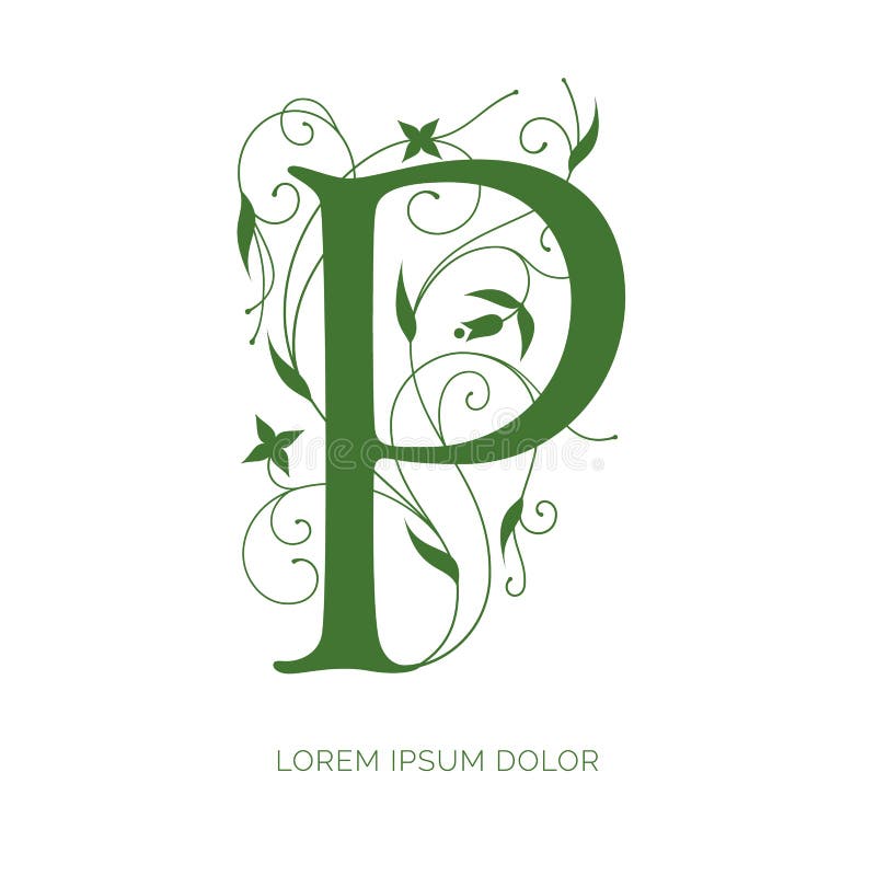 Diseño Floral De La Letra Del Vector P Ilustración del Vector ...