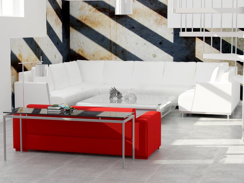 Diseño Interior De Desván Moderno. Stock de ilustración - Ilustración ...