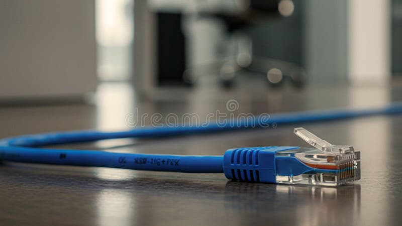 Loose Blue Network Cable on the Office Floor Stock Illustration ...