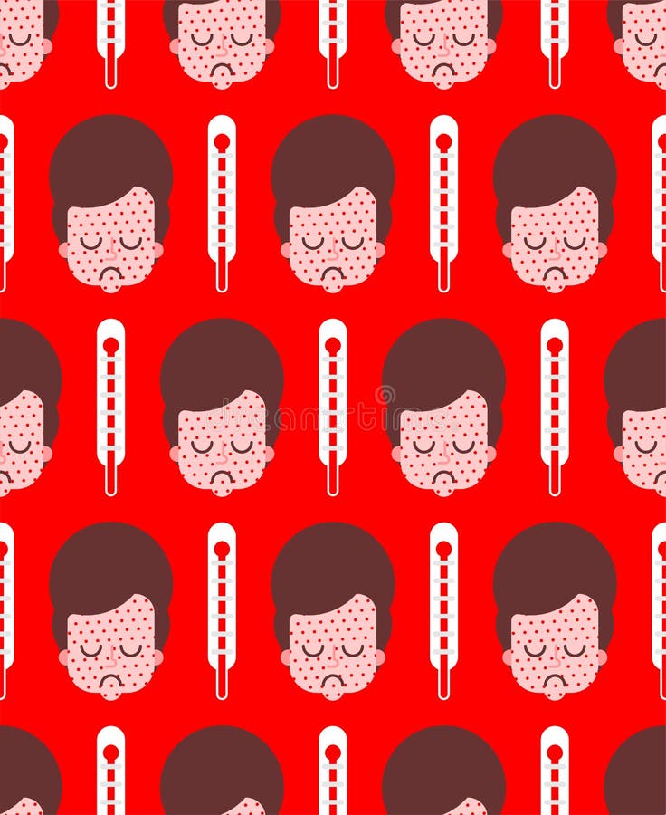 Disease Background. Sick Guy and Thermometer Pattern Seamless Stock ...
