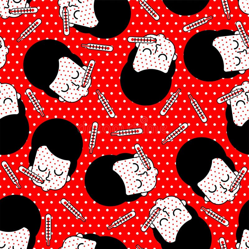 Disease Background. Sick Guy and Thermometer Pattern Seamless Stock ...