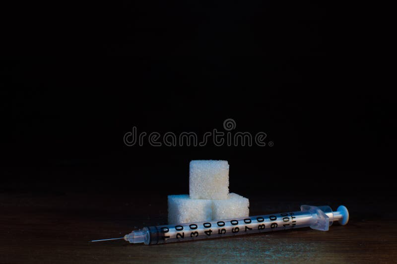 Disease - Diabetes. Sugar with Syringe for Injection Stock Photo ...