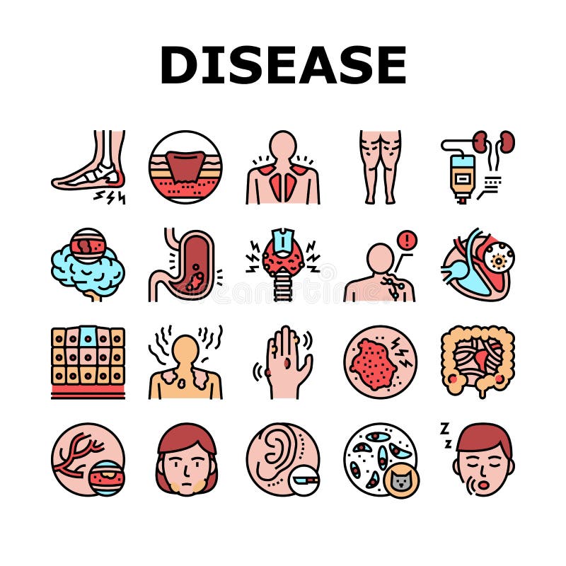Disease Human Problem Collection Icons Set Vector Stock Vector ...