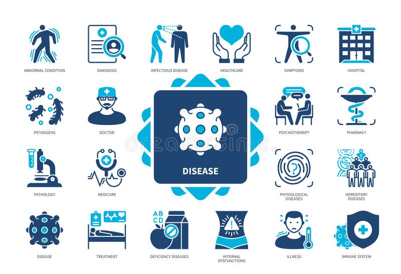 Disease solid icon set stock illustration. Illustration of deficiency ...