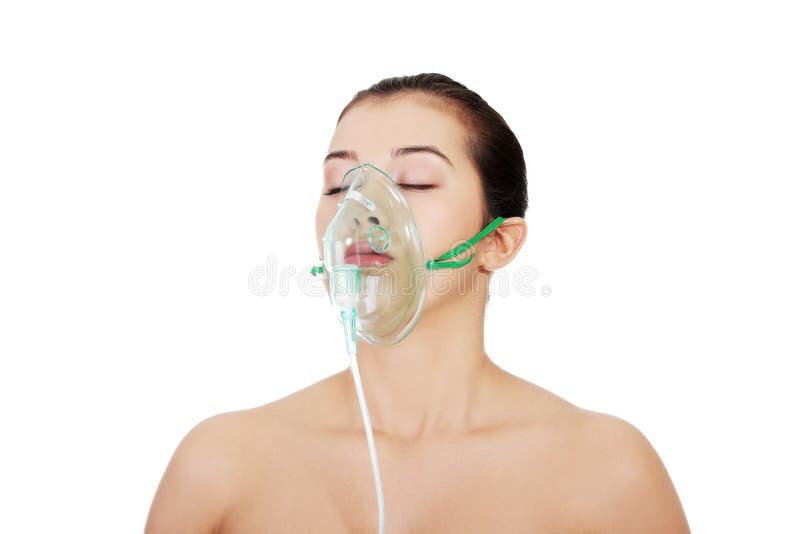 Diseased Female Patient Wearing a Oxygen Mask Stock Photo - Image of ...