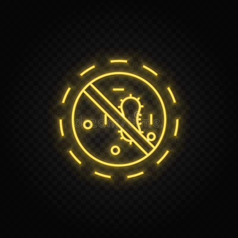 Diseases, Forbidden, Virus, Bacteria Yellow Neon Icon. Yellow Neon ...
