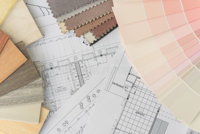 Disegno D'interni Con Schema Colori Dei Materiali Fotografia Stock ...