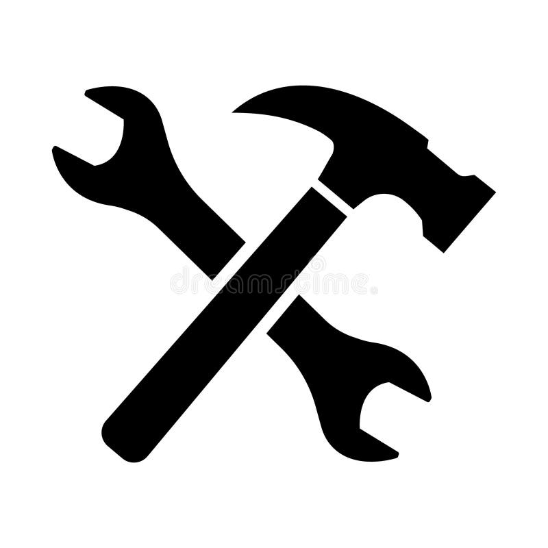 Diseño De Iconos De Martillo Y Llave Cruzada. Ilustración del Vector - Ilustración de plano ...