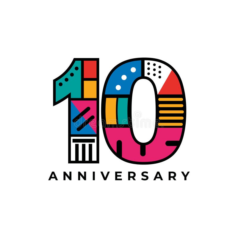 Diseño Del Logo Del Décimo Aniversario Ilustración del Vector - Ilustración de éxito, tarjeta ...