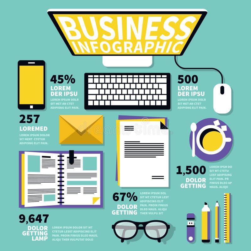 Diseño Plano Del Lugar De Trabajo Stock de ilustración - Ilustración de ...