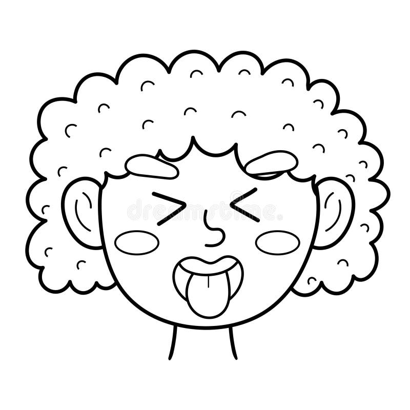 Disgusted Emotion Face in Black and White. Little Kid Outline Clipart ...
