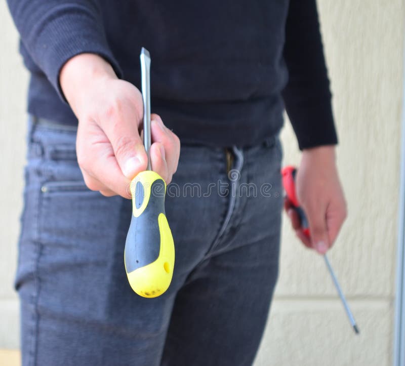 Engineer with White Helmet Looking Down Stock Image - Image of screws ...