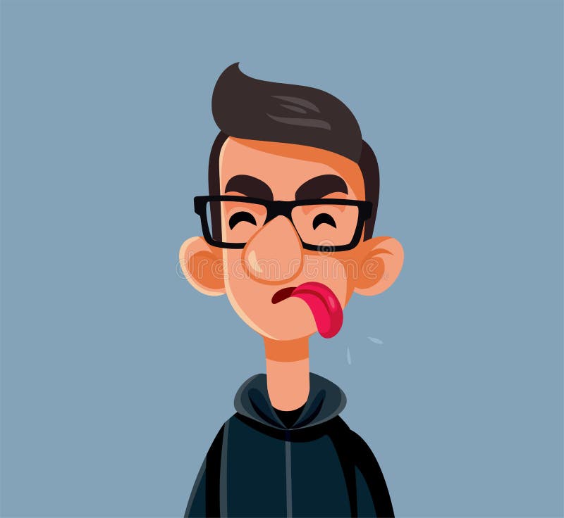Disgusted Young Man with Tongue Out Vector Cartoon Stock Illustration ...