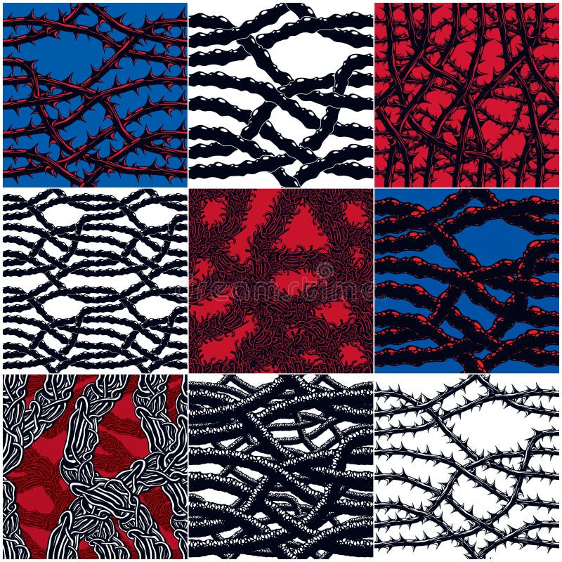 Disgusting Horror Art And Nightmare Seamless Patterns Set, Stock ...