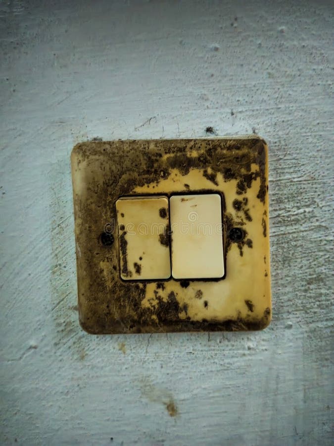 Disgusting Old and Dirty Light Switch Stock Photo - Image of yellow ...