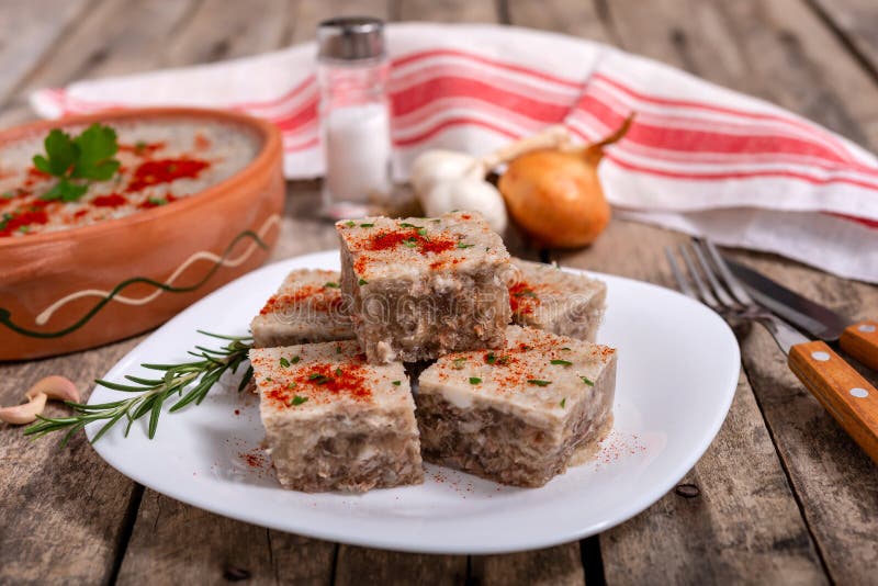 Dish of aspic made of pork stock image. Image of traditional - 301958503