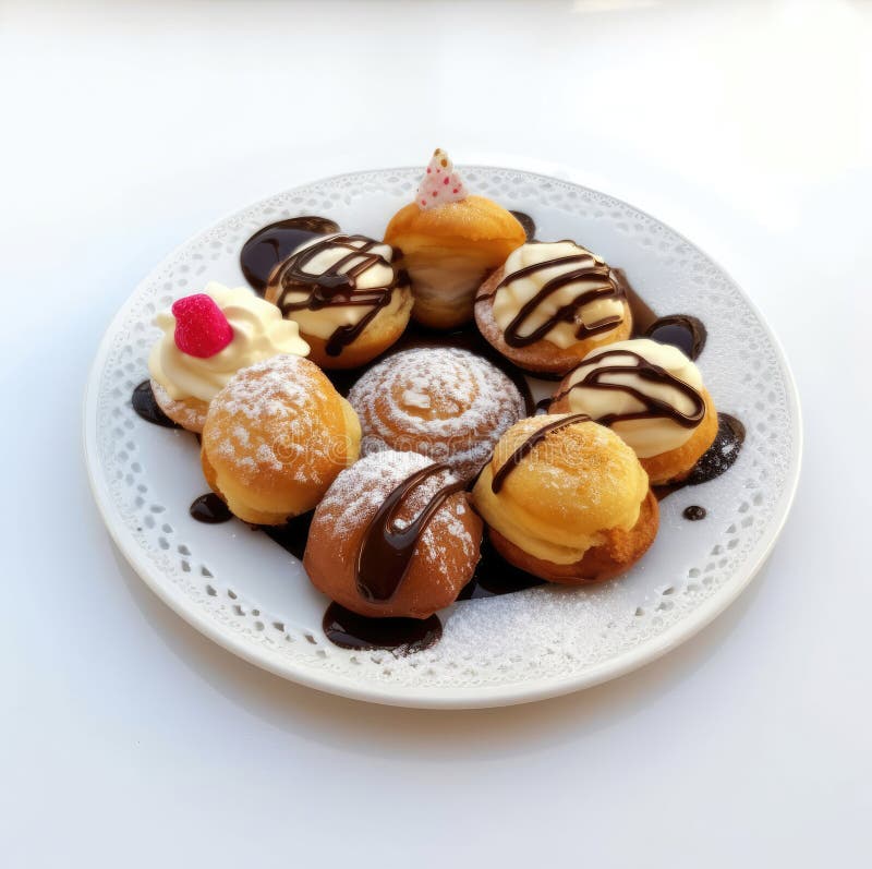 Dish with assorted cakes stock illustration. Illustration of bakery ...