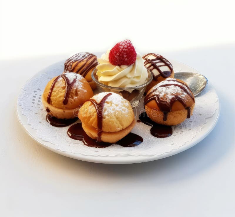 Dish with assorted cakes stock illustration. Illustration of sweet ...