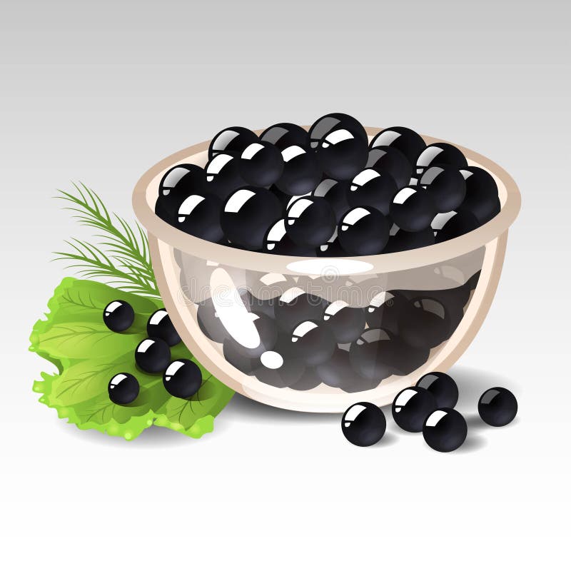 Dish with black caviar stock vector. Illustration of seafood - 58800712