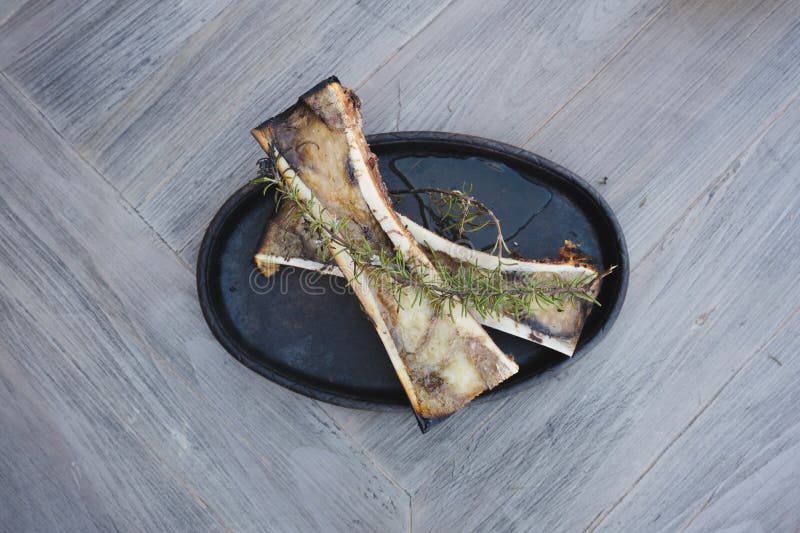 Dish of Bone Marrow Roasted in a Rustic Wood-fired Oven Stock Image ...