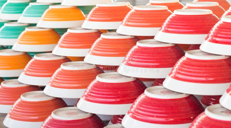 Dish-Bowl-Stack of Colorful Plates. Menu Concept Stock Image - Image of ...