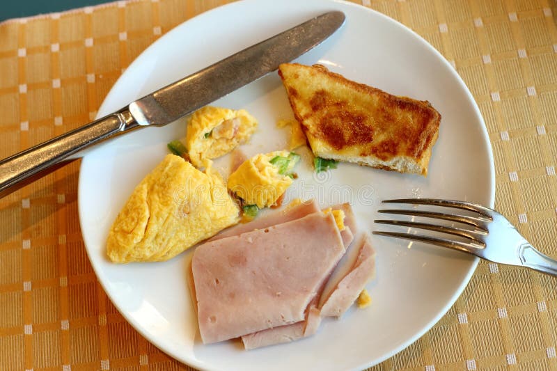 Dish of Breakfast when Someone Eating, Not Finish Stock Image - Image ...