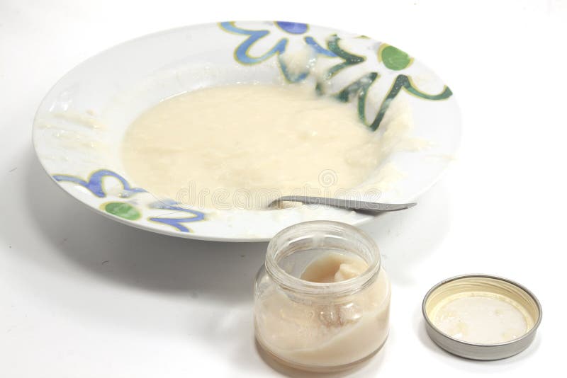 Dish and Container of Homogenised Food for Food Stock Image - Image of ...