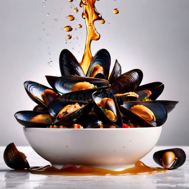 Dish of Cooked Mussels, Shellfish Seafood Meal Stock Illustration ... Dish of Cooked Mussels, Shellfish Seafood Meal Stock Illustration ...