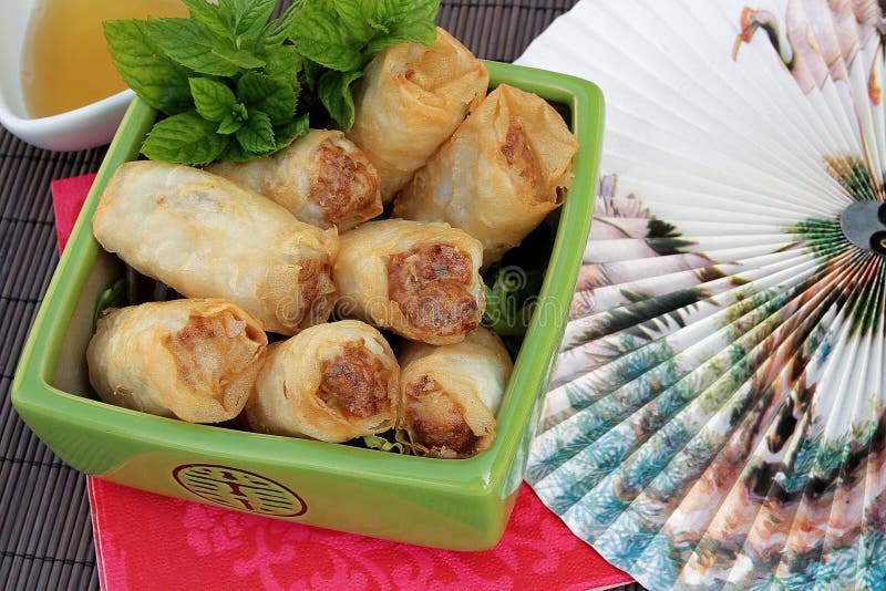 Dish of Cooked Spring Rolls Stock Image - Image of spring, rolls: 172271919
