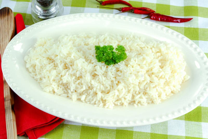 Dish of cooked white rice stock photo. Image of rice - 180101804