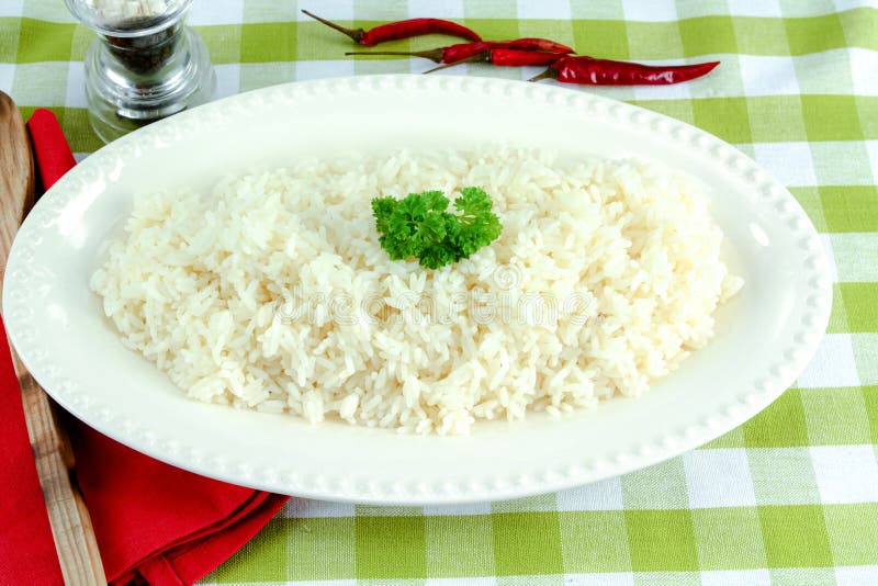 Dish of cooked white rice stock image. Image of cooked - 180101921