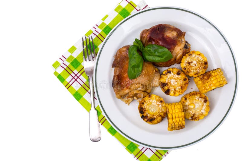 Dish of Corn and Turkey on Grill Stock Image - Image of meal, food ...