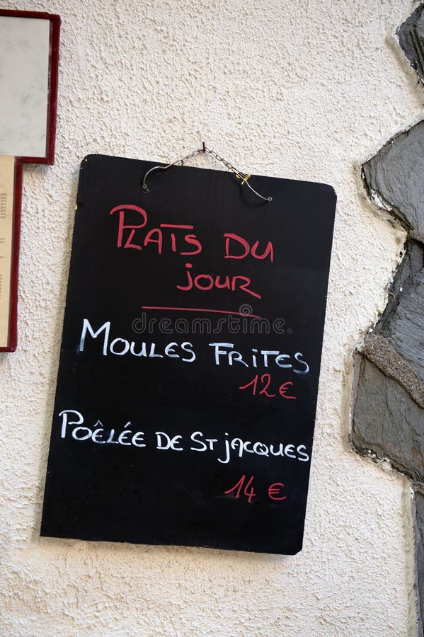 Plats Du Jour Special Menu of the Day Stock Photo - Image of food ...