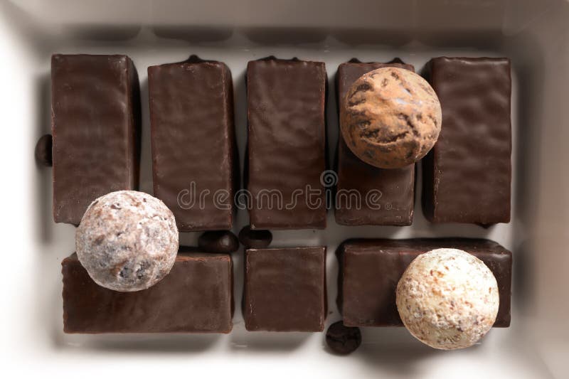 Dish with Delicious Chocolate Candies Stock Image - Image of sweet ...