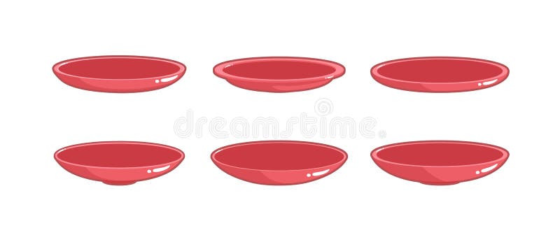 Dish Icon Set. Cartoon Empty Dishes Isolated on White Background Stock ...
