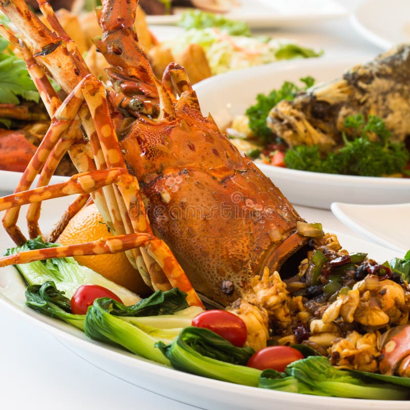 Dish of lobster roasted stock photo. Image of cooked - 35838066