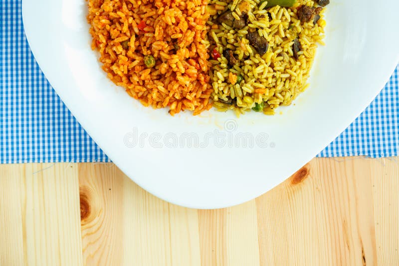 Dish Made of Two Kinds of Rice on a White Plate Stock Image - Image of ...