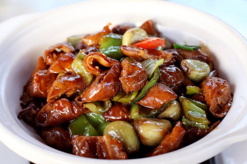 Fried Pig S Large Intestines with Garlic Stock Image - Image of fish ...