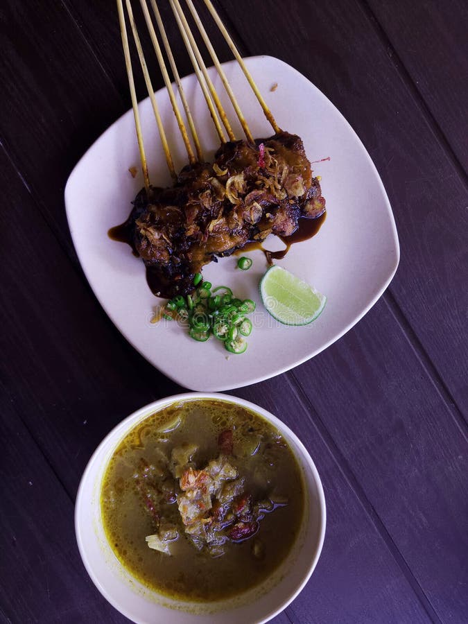Satay and White Rice Dish on the Table Stock Image - Image of salad ...