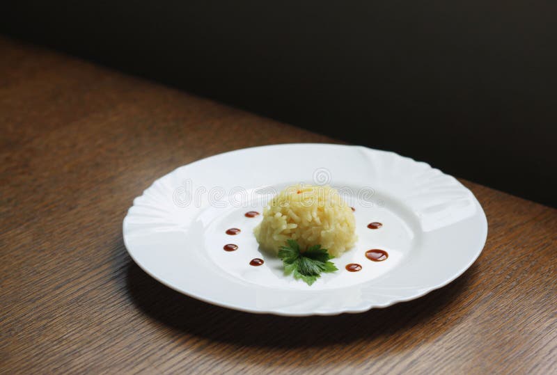 A Plate of Rice in Combination with Mushrooms Stock Photo - Image of ...