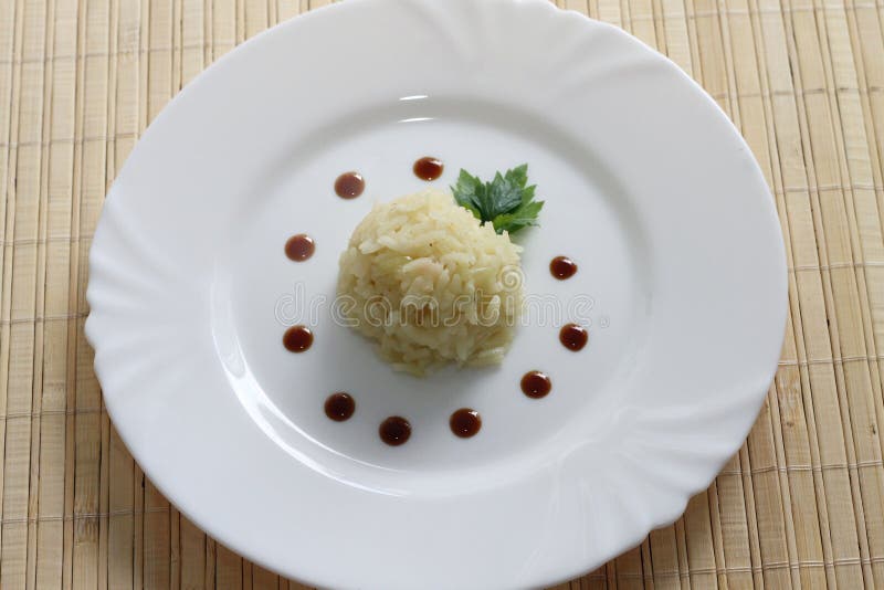 A Plate of Rice in Combination with Mushrooms Stock Photo - Image of ...