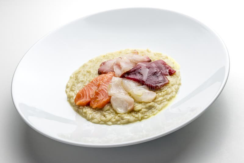Dish of Risotto with Raw Fish Stock Image - Image of mediterranean ...